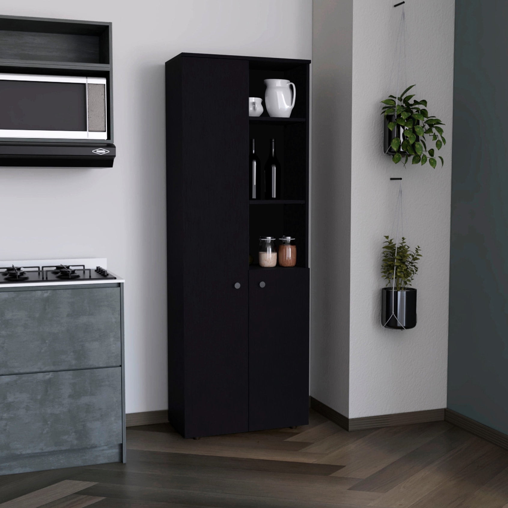 2-Door Black Wood Kitchen Cabinet/Offer Organized Storage in Kitchen ...