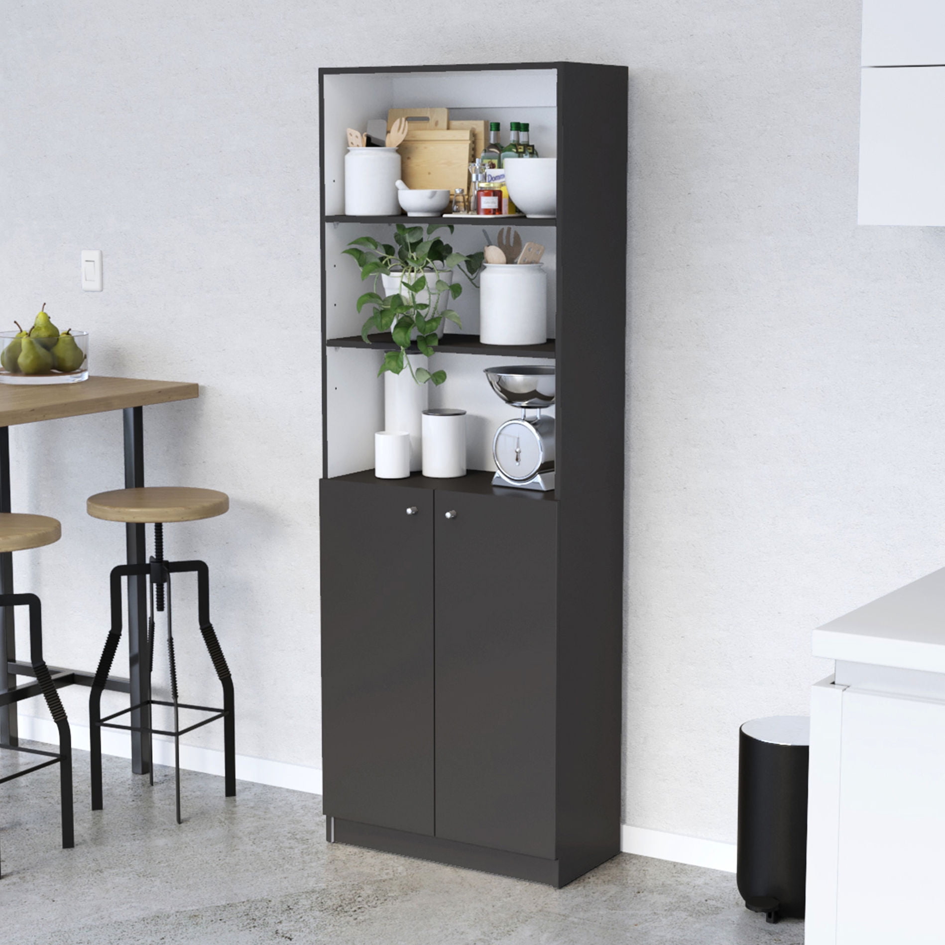 2-Door Bookcase with Multi-Level Shelves | Concealed Storage & Display ...