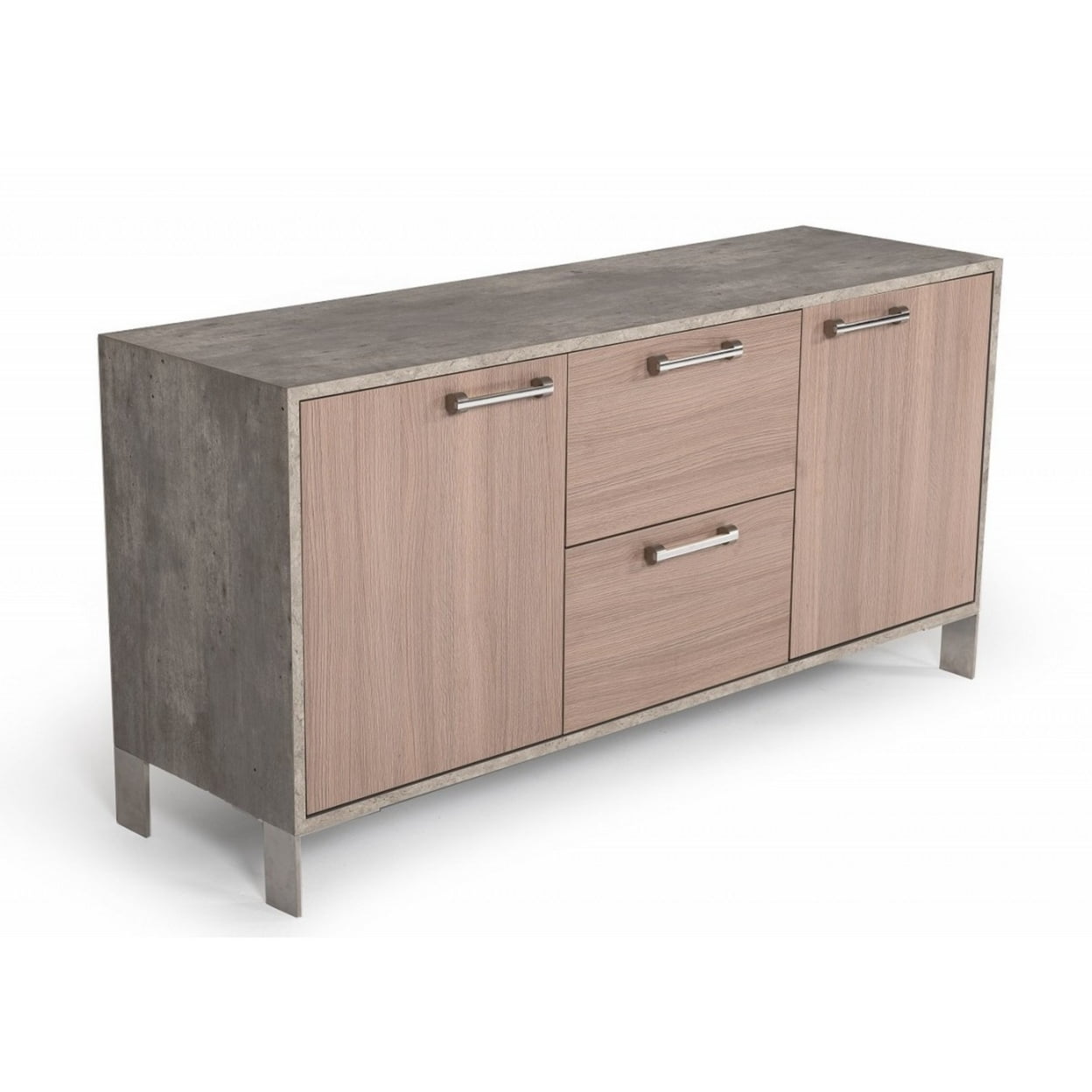 2 Door Buffet with Faux Concrete Top and 2 Drawers, Brown and Gray ...