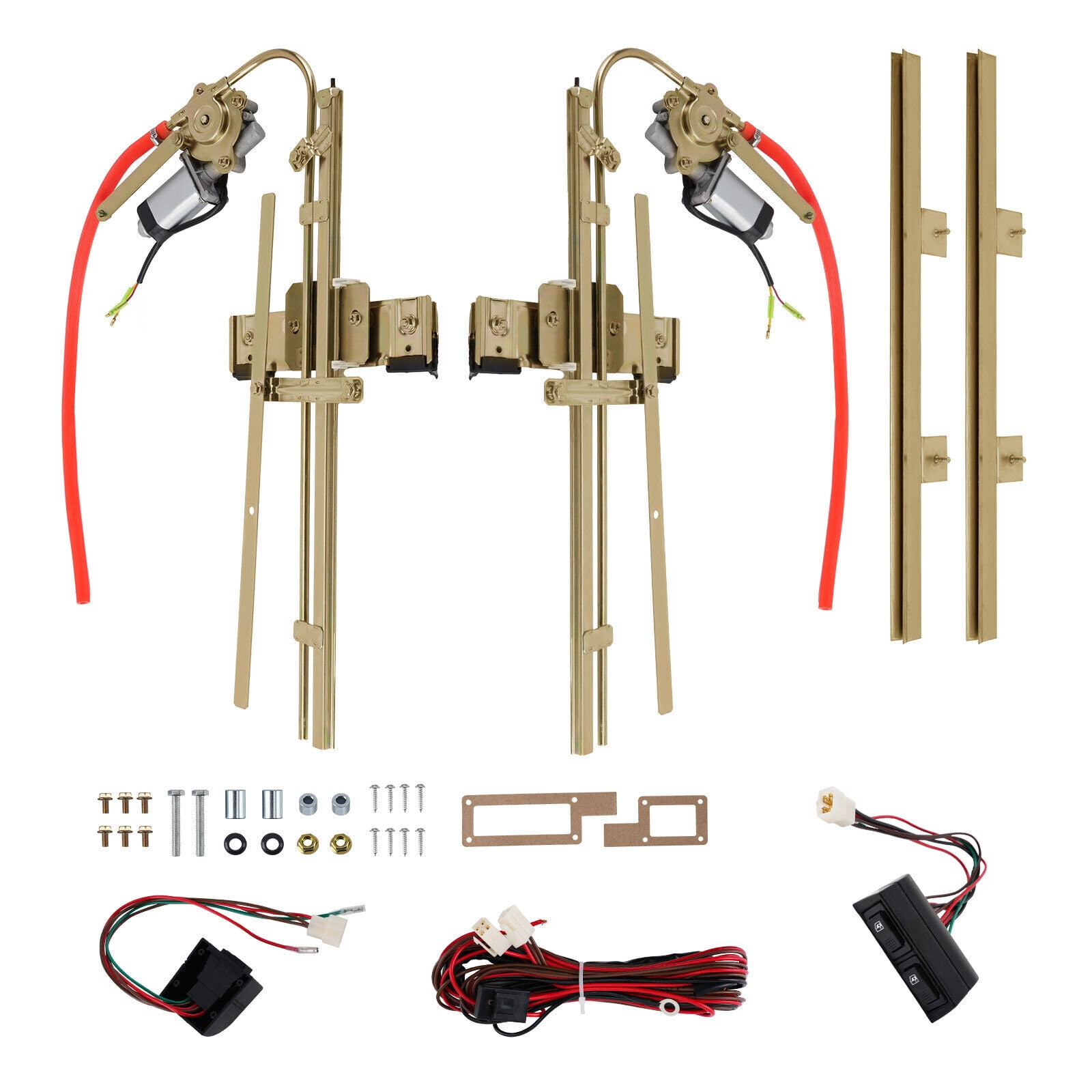 2 Door Flat Glass Power Window Kit With Switches Wiring Universal ...