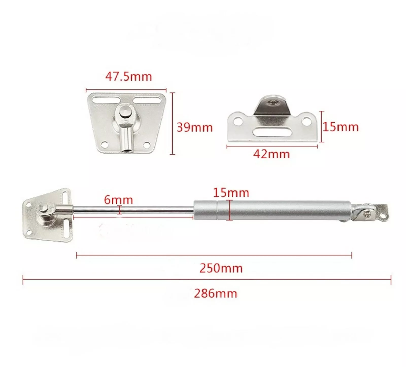 2 Door Hinge Gas Spring Lift Kitchen Cabinet Strut Prop Shock Hydraulic ...