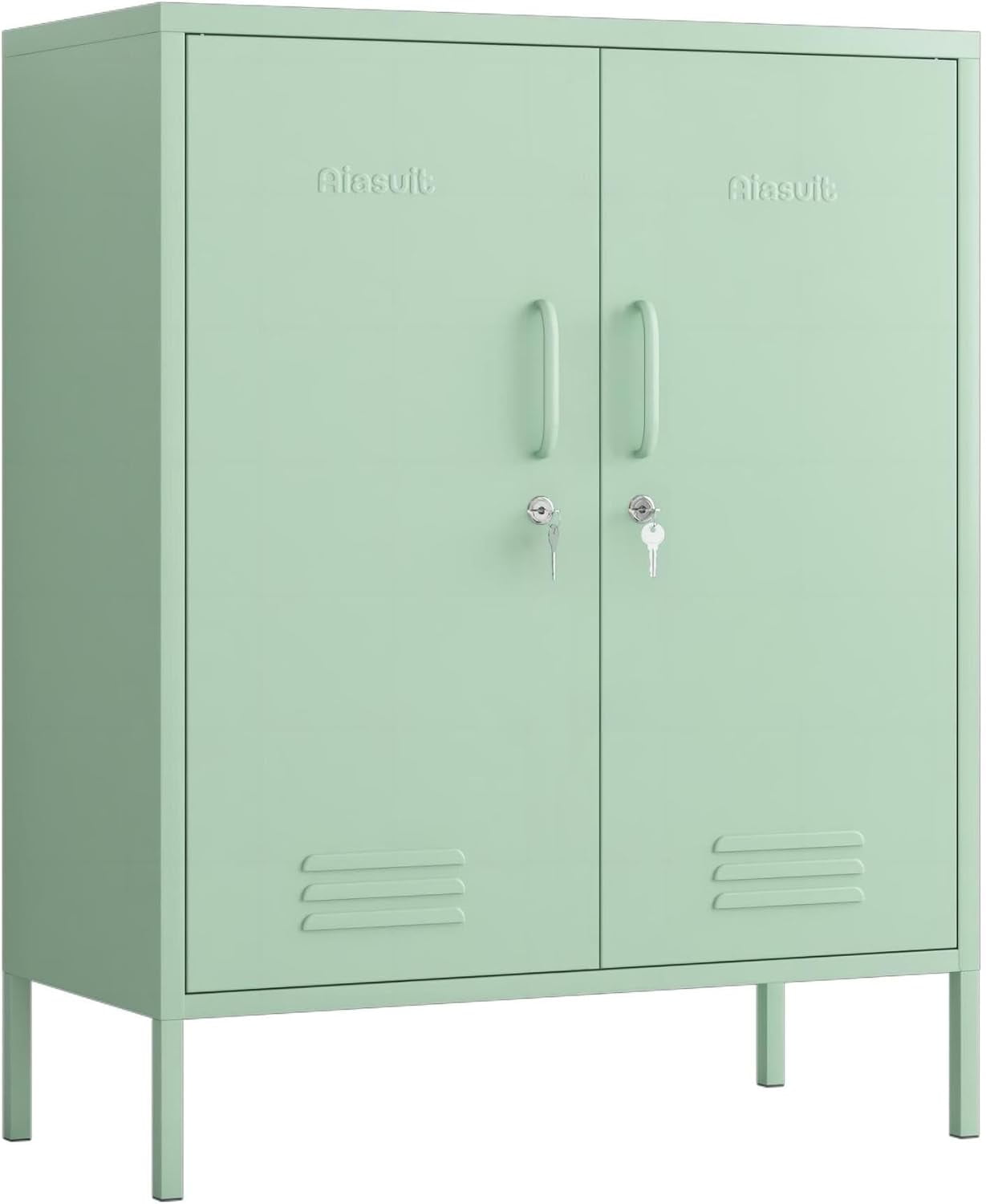 2 Door Lockable Metal Storage Cabinet 3 Tiers Heavy Duty Industrial ...