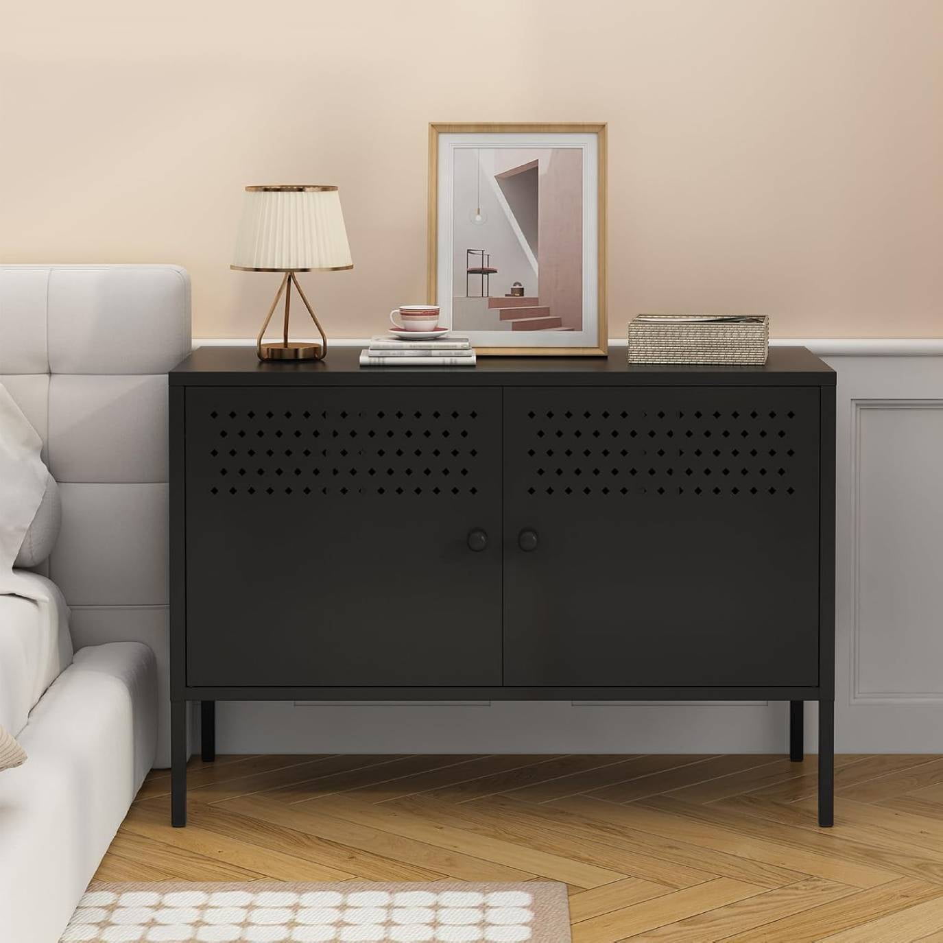 2 Door Metal Accent Cabinet, 29" H Metal Locker Accent Storage Cabinet ...