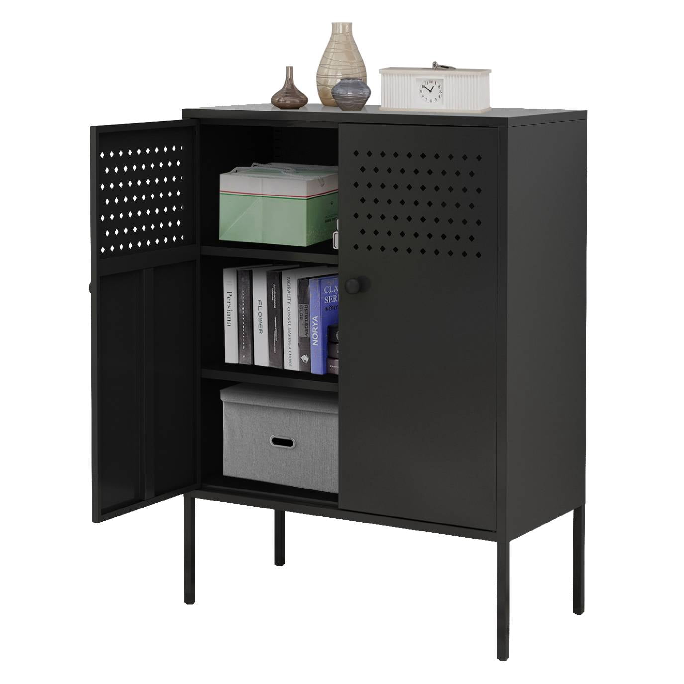 2 Door Metal Accent Cabinet, 47" H Metal Locker Accent Storage Cabinet ...