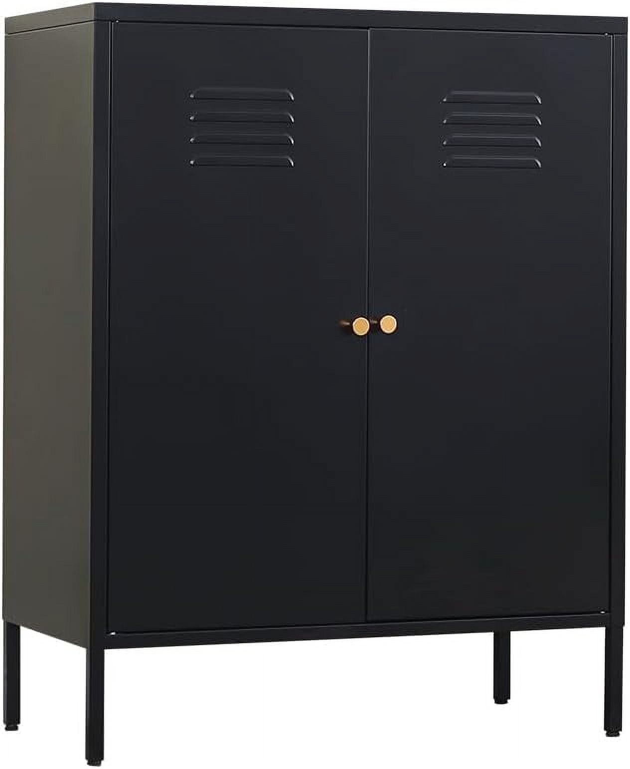 2 Door Metal Accent Storage Cabinet for Bedroom Bedside Office Room ...