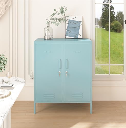 2 Door Metal Locker Accent Storage Cabinet TV Stand Large Space ...