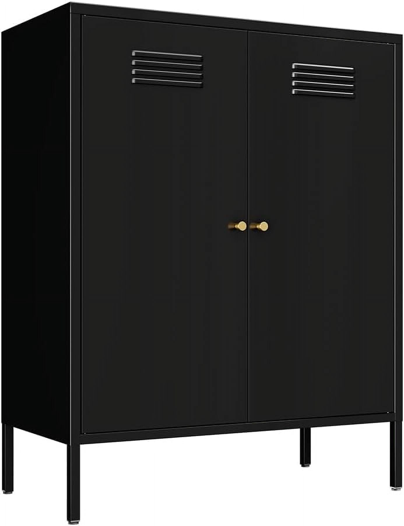 2 Door Metal Locker Storage Cabinet with 2 Adjustable Shelves Steel ...