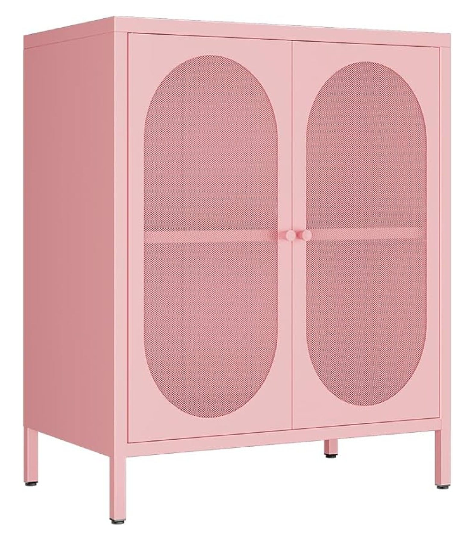 2 Door Metal Mesh Storage Cabinet with 1 Adjustable Shelves-Steel ...