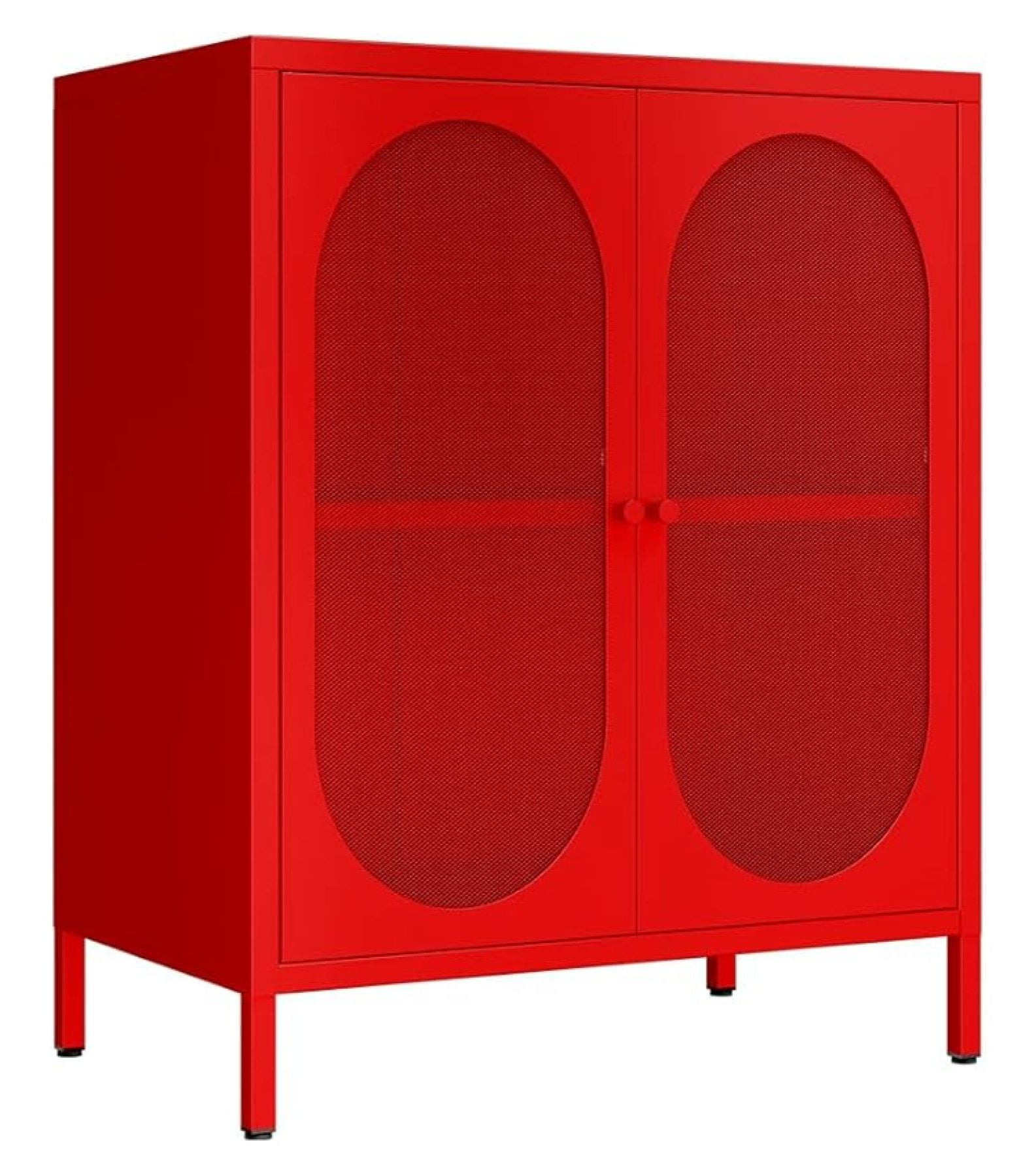 2 Door Metal Mesh Storage Cabinet with 1 Adjustable Shelves-Steel ...