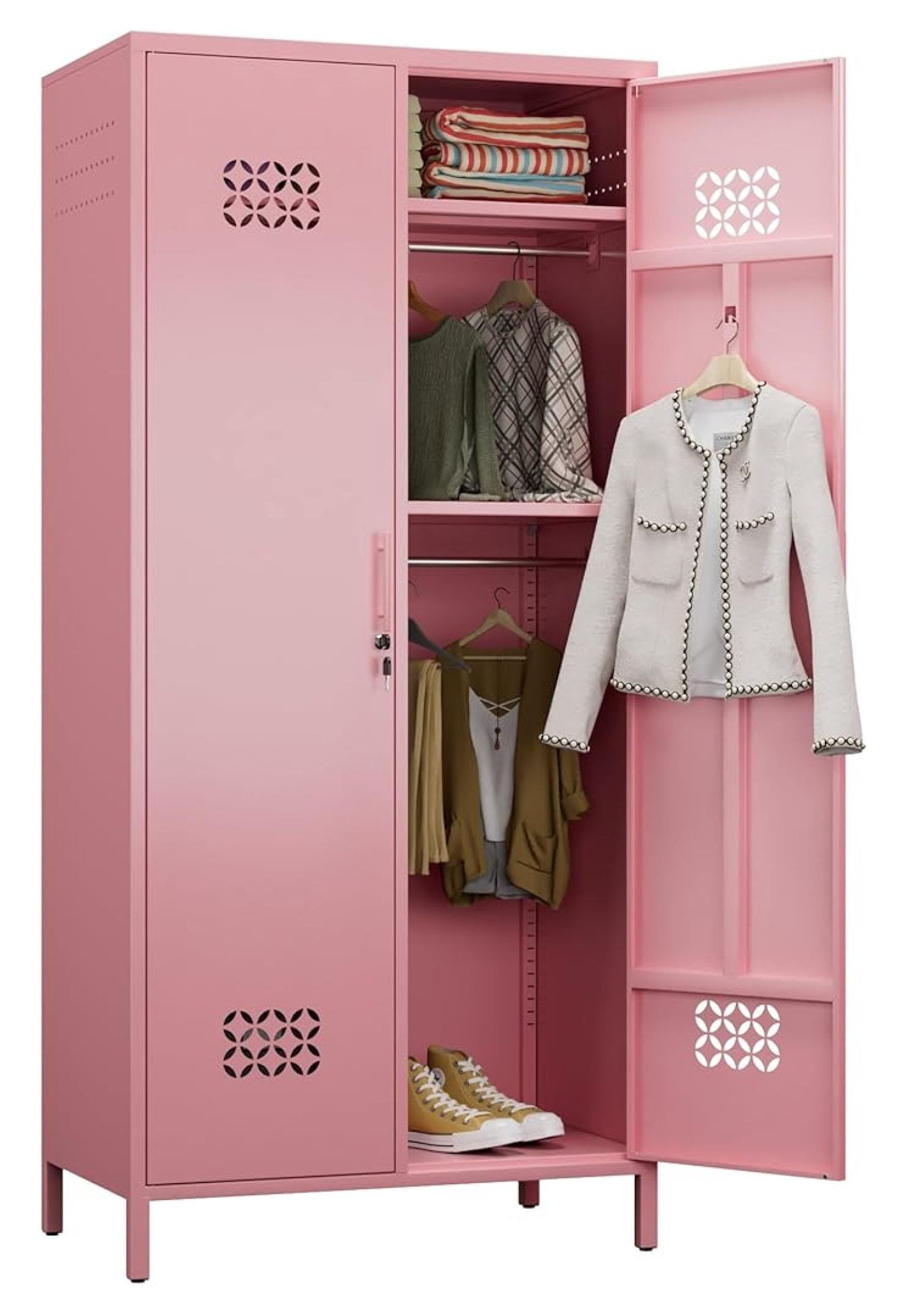 2 Door Metal Storage Lockers for Employees, Lockable Steel Storage ...