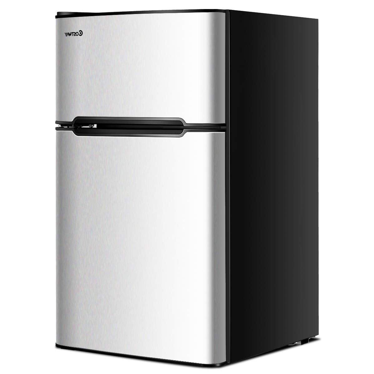 2-Door Mini Refrigerator 3.2 Cubic Feet, Compact Freezer Fridge with ...