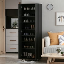 MONSLIPA Freestanding Tall Shoe Storage Cabinet, 8-Tier Black Shoe Rack ...