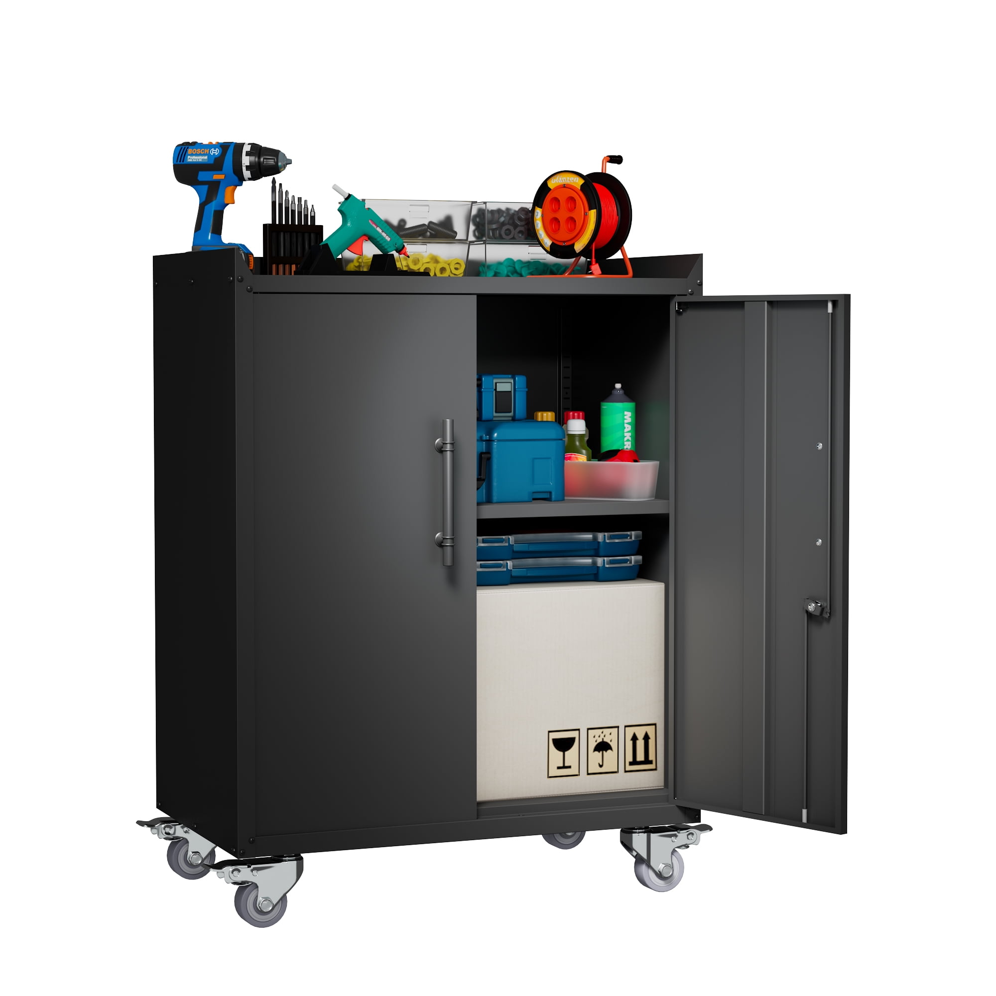 2 Door Tool Cabinets for Garage, Lockable Garage Storage Cabinet ...