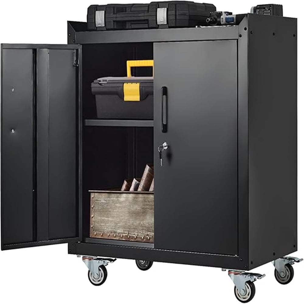 2 Door Tool Cabinets for Garage, Lockable Metal Storage Cabinet with ...