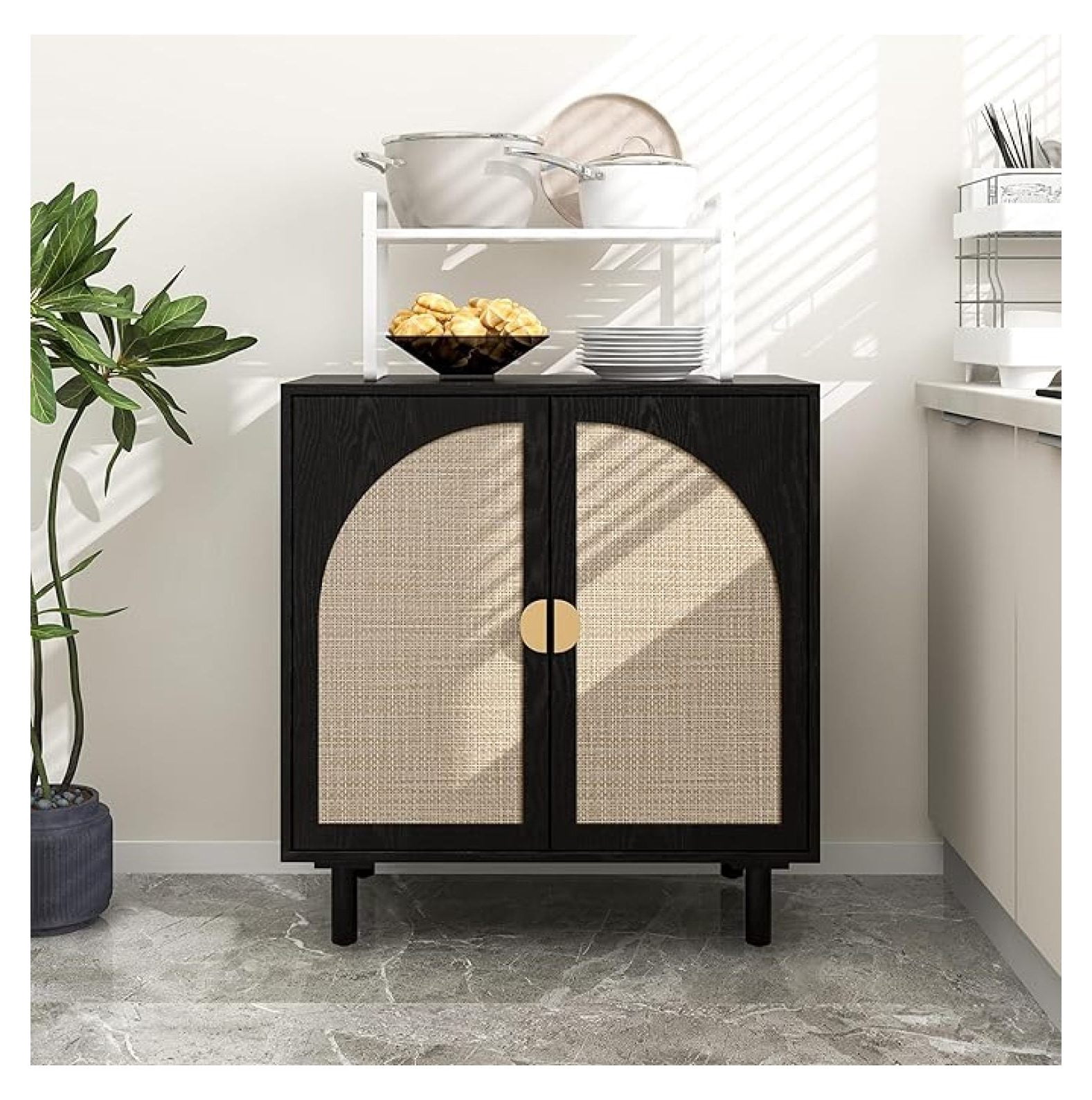 2 Doors Rattan Sideboard Cabinet– 31.5”L for Entryway/Living Room ...