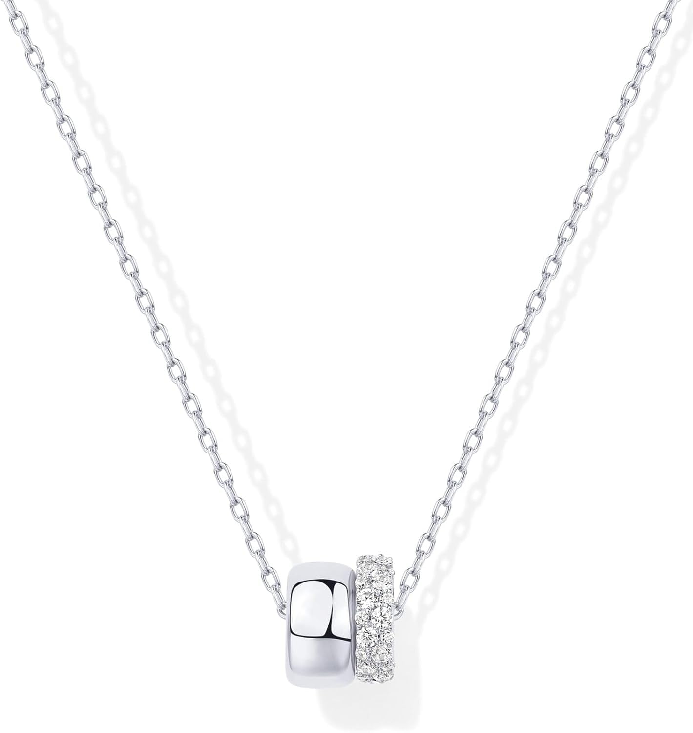 2 Double Hoop Pendant Necklace for Women|Adjustable 12-16 Inch Yellow ...