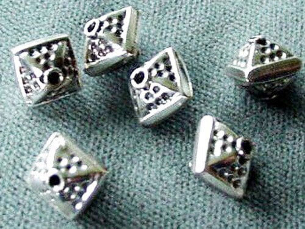 2 Double Pyramid Bali Silver Beads 003220 - Walmart.com