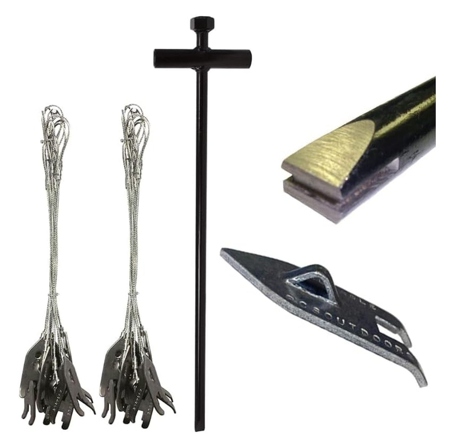 2 Dozen AuSable Anchors w/ 15" Cable & Driver and Stakes - Fang Style ...