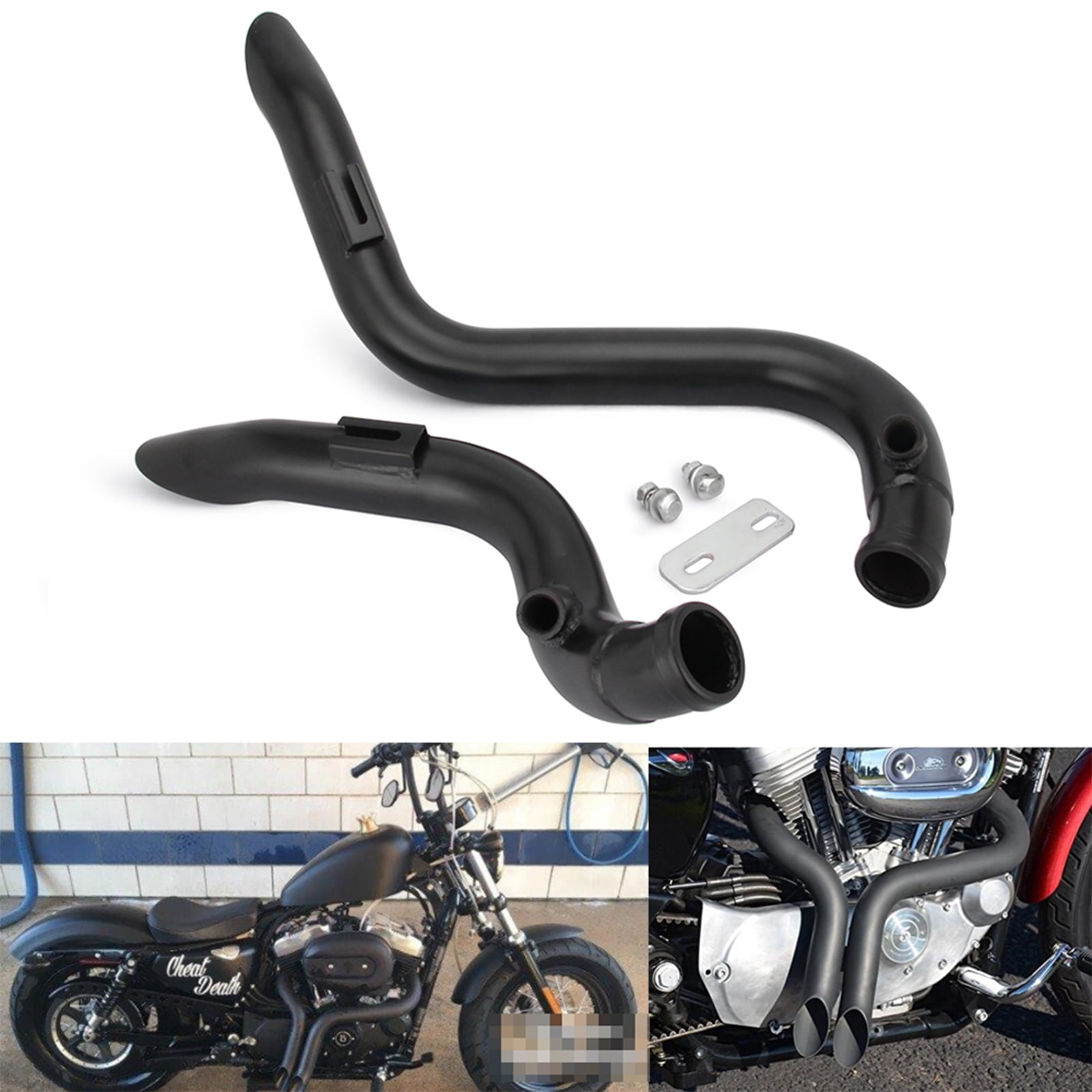 2" Drag Exhaust Pipes for Harley Softail Sportster Dyna Touring Triple ...