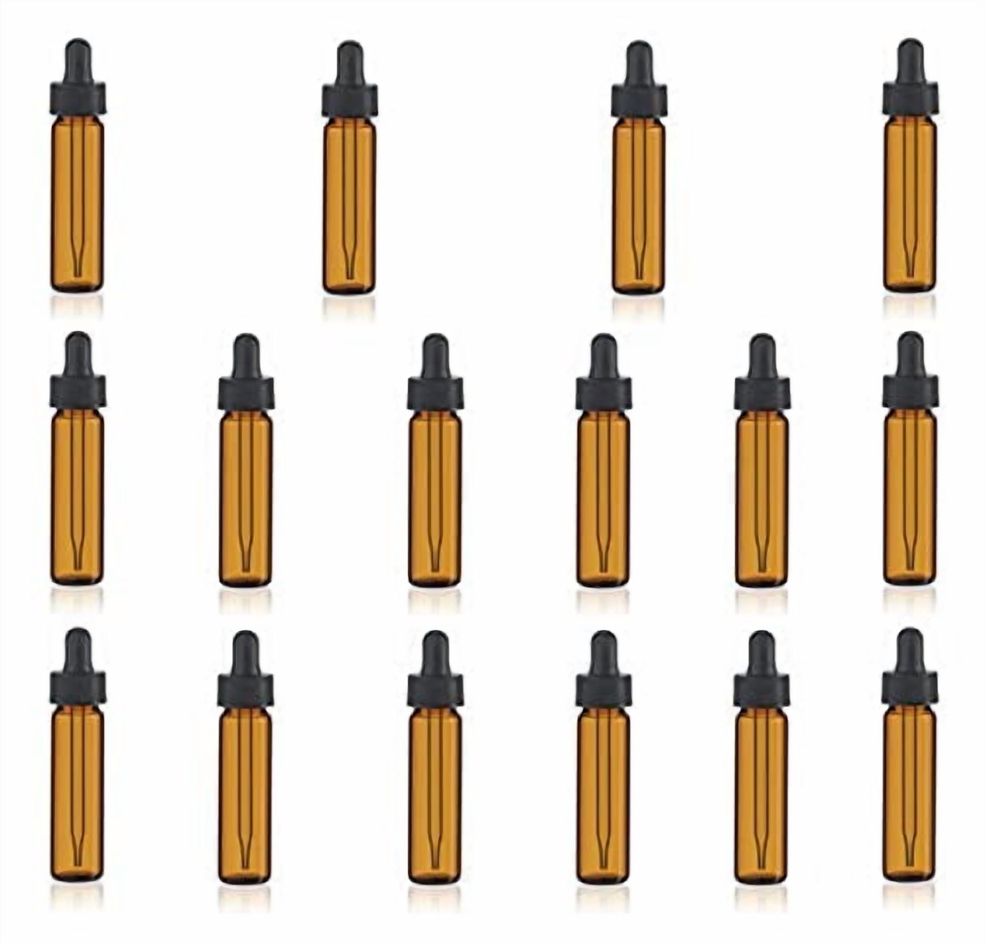2 Dram 1/4 oz Amber Glass Vials w/Straight Black Bulb Eye Glass ...
