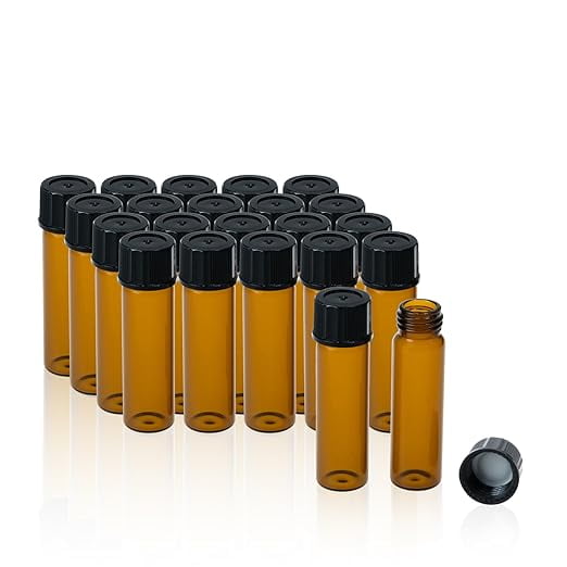2 Dram Amber Glass Vials, Small Liquid Sample Vial,17X60 mm 8ml Borosilicate Glass Empty Vials ...