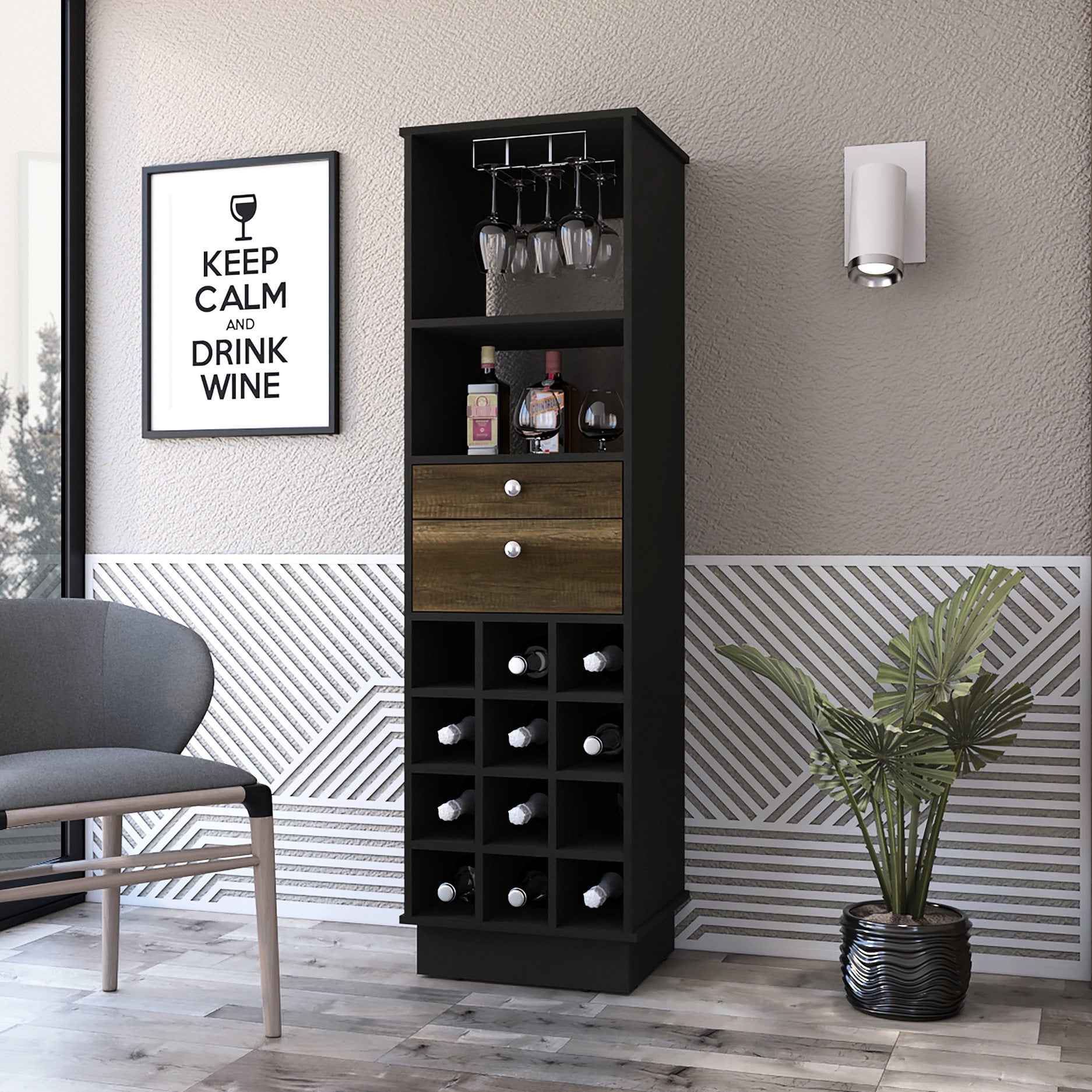 2-Drawer 1-Shelf 12-Bottle Beverage Storage Cabinet | Store Drinks ...