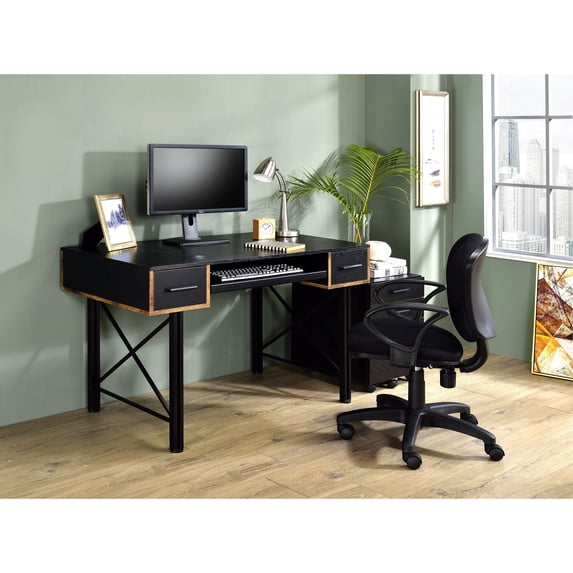 2 Drawer Computer Desk In Black With 66lb Package Weight Metal And ...