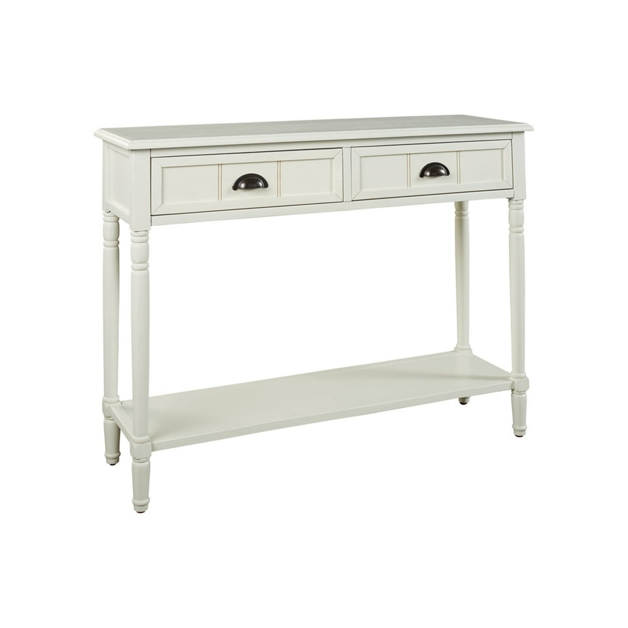 2 Drawer Console Sofa Table with Cup Pulls and Turned Legs White ...