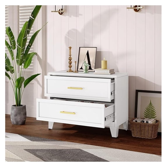 2 Drawer Dresser for Bedroom - 24.76" Tall Metal Storage Cabinet, Large ...