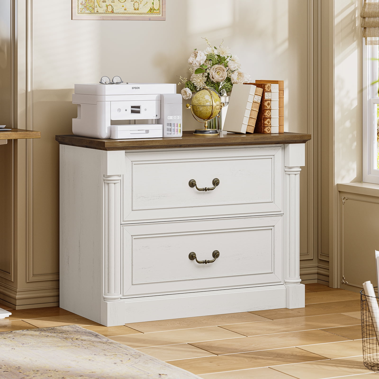 2 Drawer Farmhouse File Cabinet, Lateral Filing Cabinet with with ...