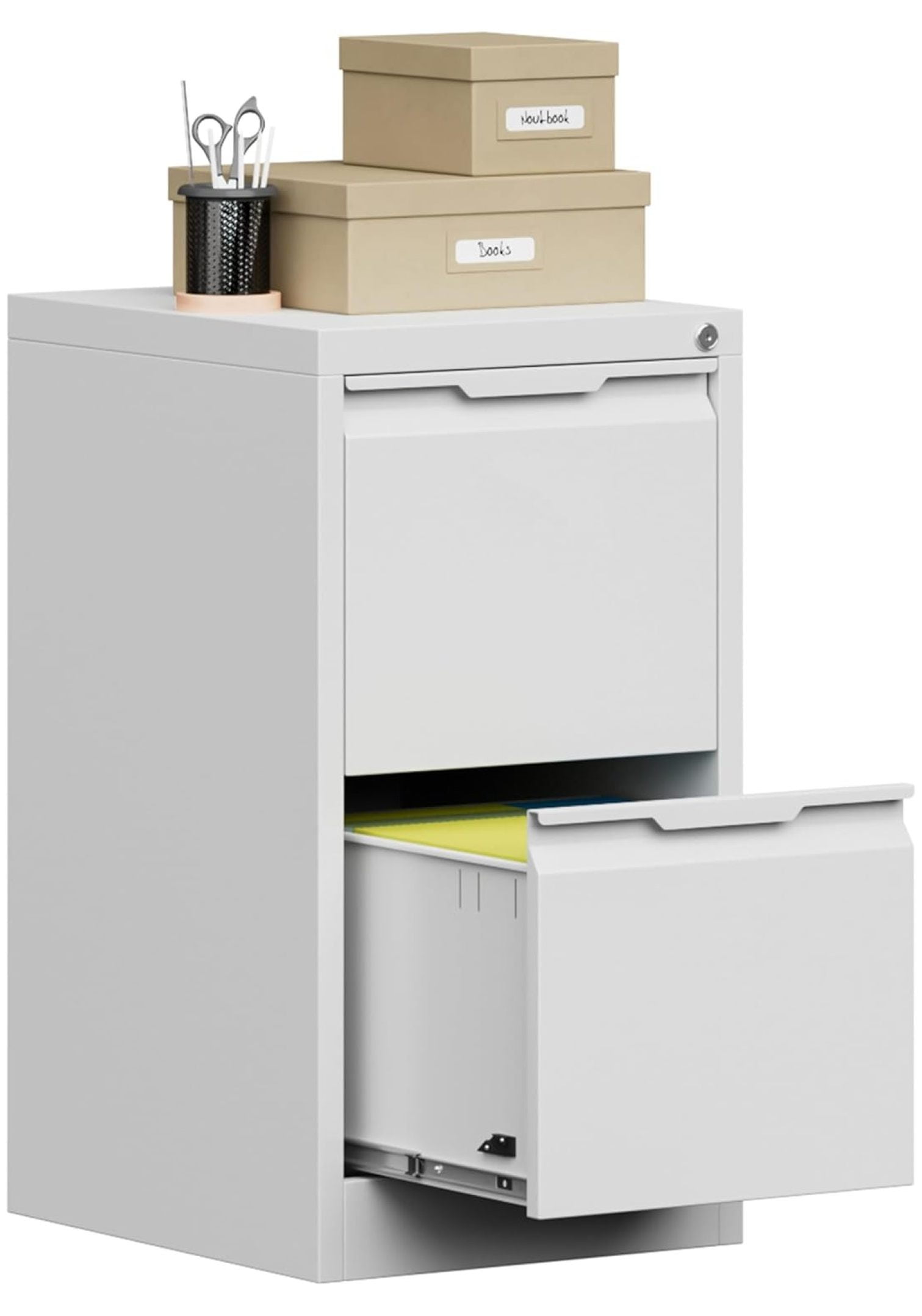 2 Drawer File Cabinet, 17.8" Deep Filing Cabinet for Home Office, Metal ...