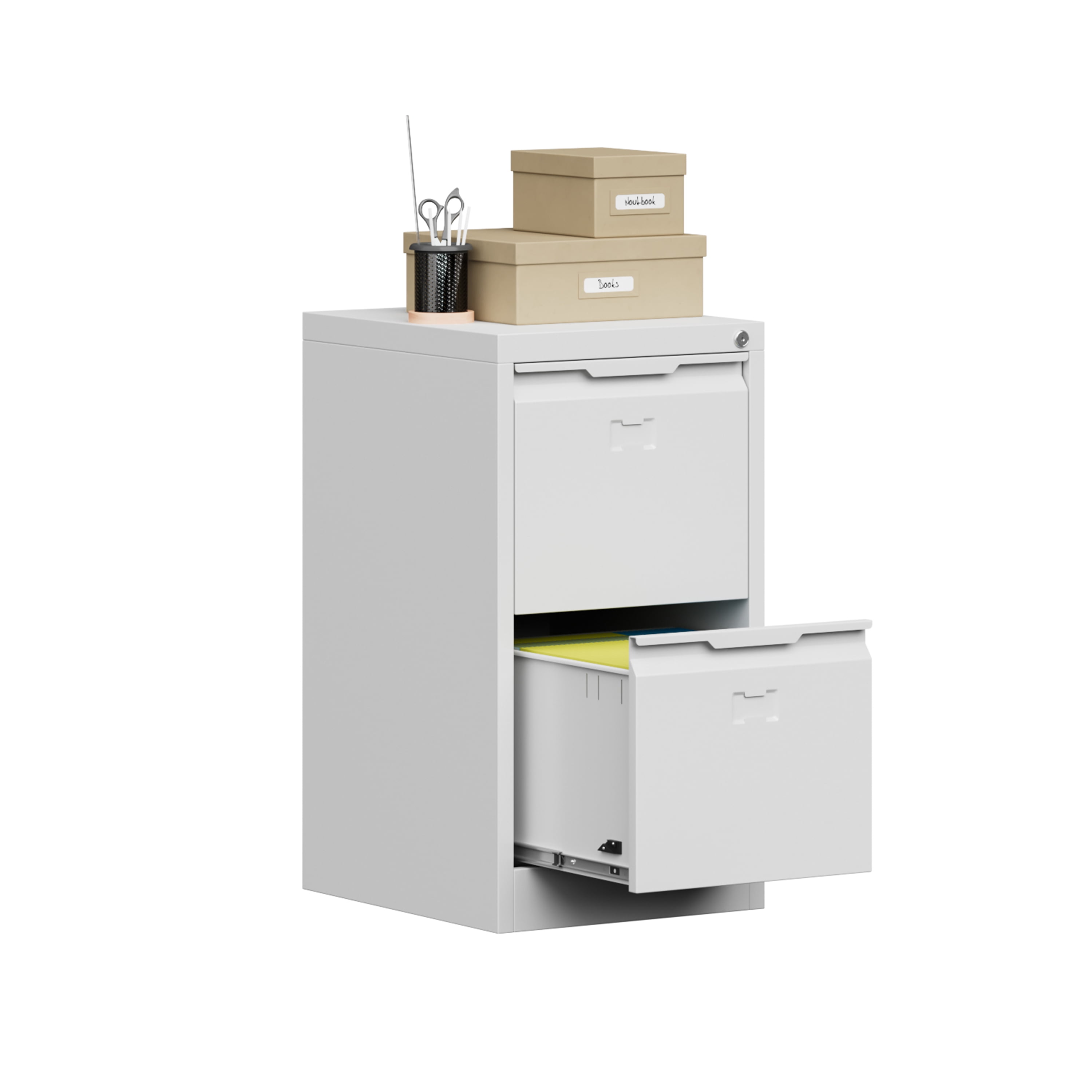 2 Drawer File Cabinet, 17.8" Deep Filing Cabinet for Home Office, Metal ...