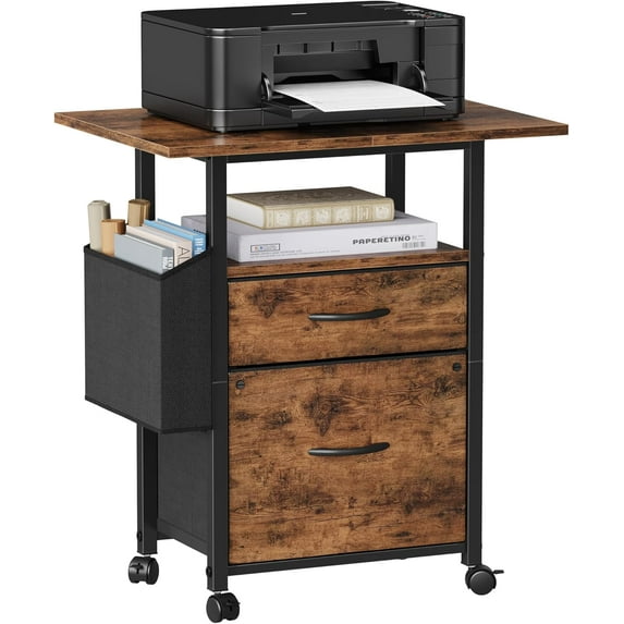 2 Drawer File Cabinet with 24'' Extended Desktop, Mobile Filing Cabinet ...