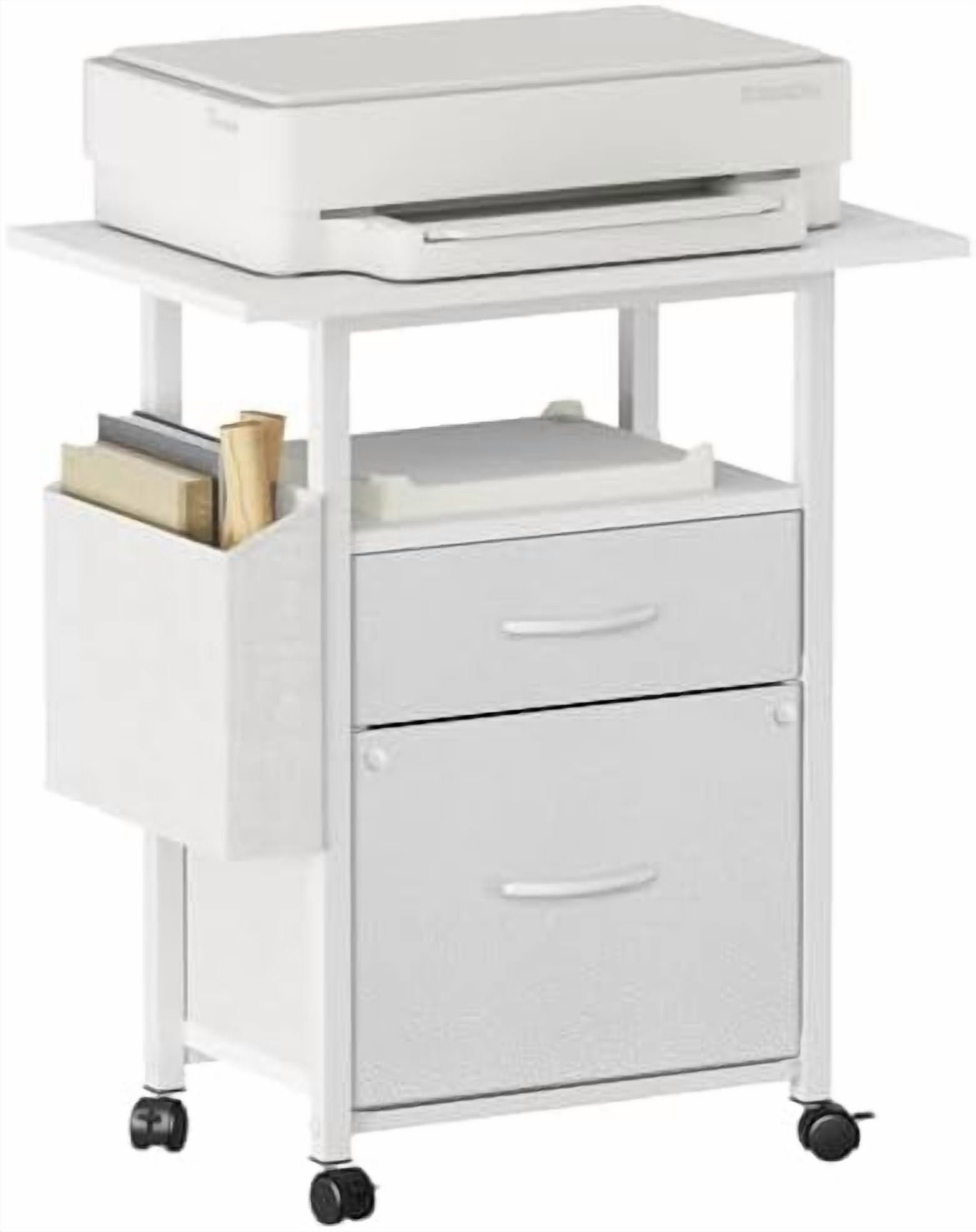 2 Drawer File Cabinet with 24'' Extended Desktop, Mobile Filing Cabinet ...