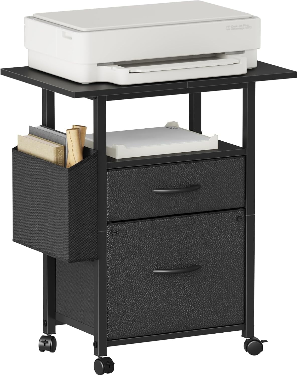 2 Drawer File Cabinet with 24'' Extended Desktop, Mobile Filing Cabinet ...