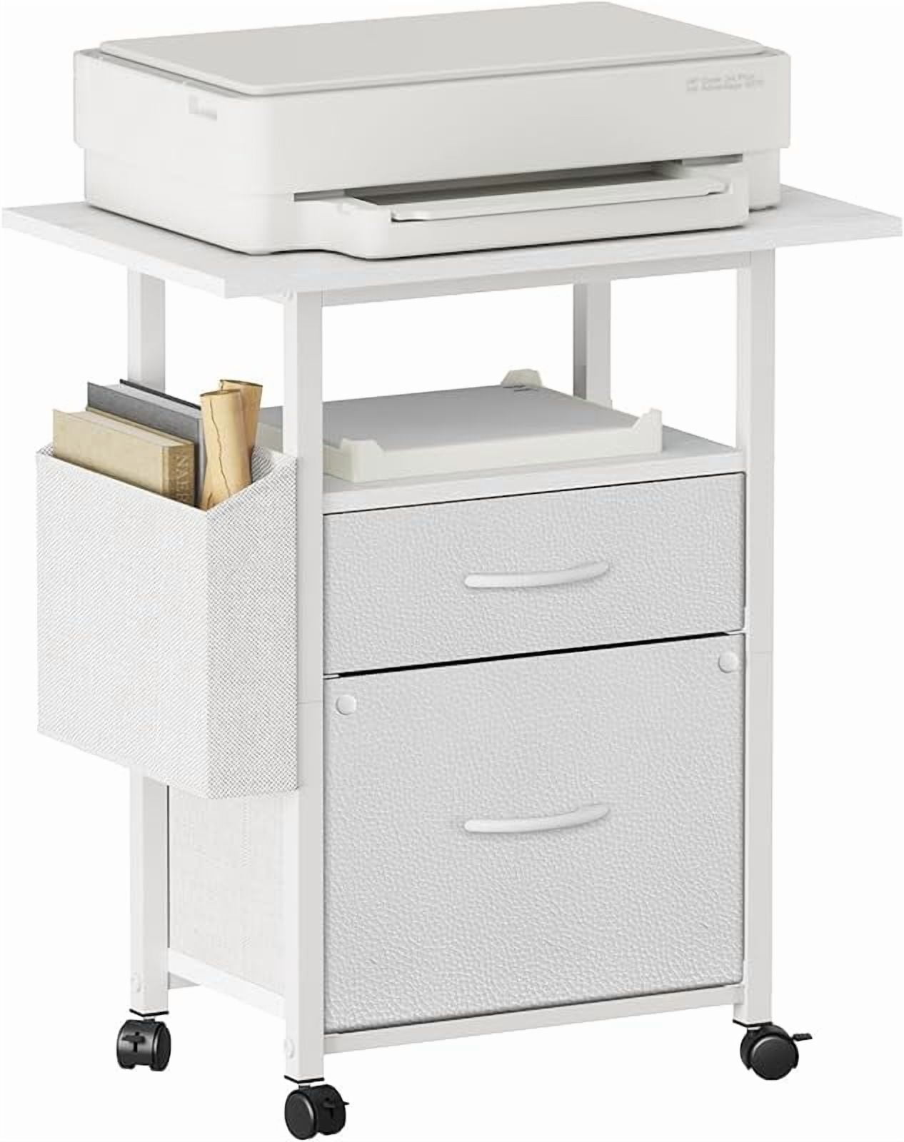 2 Drawer File Cabinet with 24'' Extended Desktop, Mobile Filing Cabinet ...