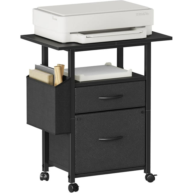 2 Drawer File Cabinet with 24'' Extended Desktop, Mobile Filing Cabinet ...