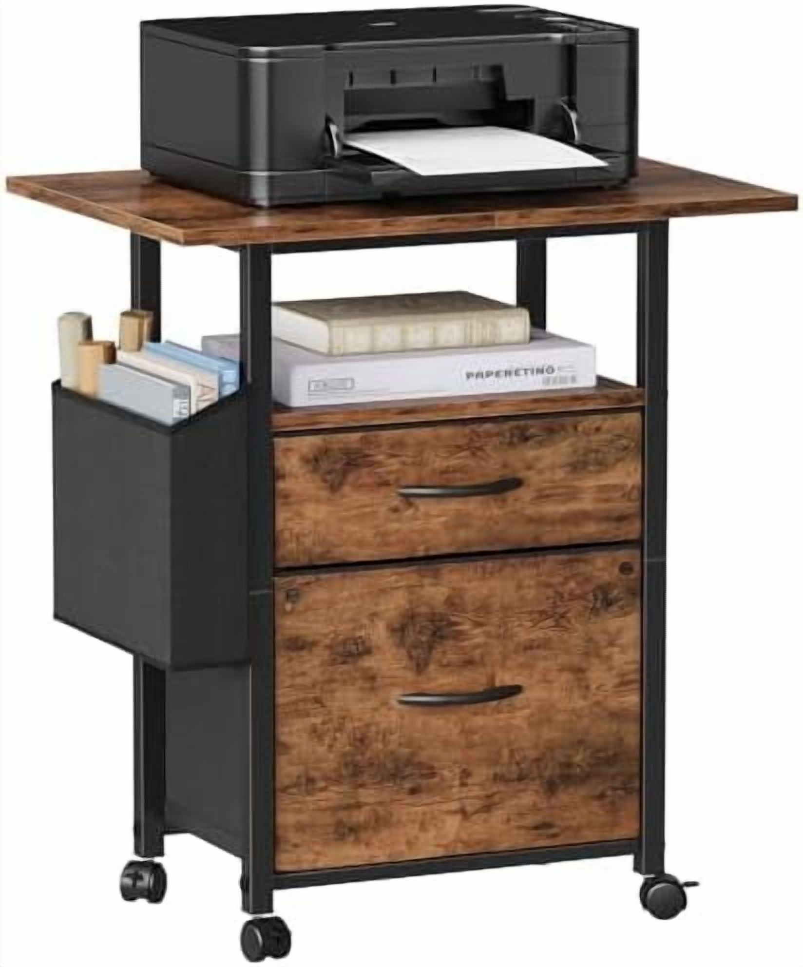 2 Drawer File Cabinet with 24'' Extended Desktop, Mobile Filing Cabinet ...