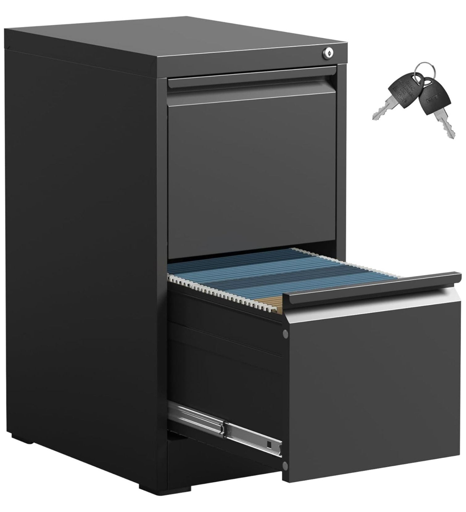 2 Drawer File Cabinet,Black Metal Filing Cabinets for Home Office ...