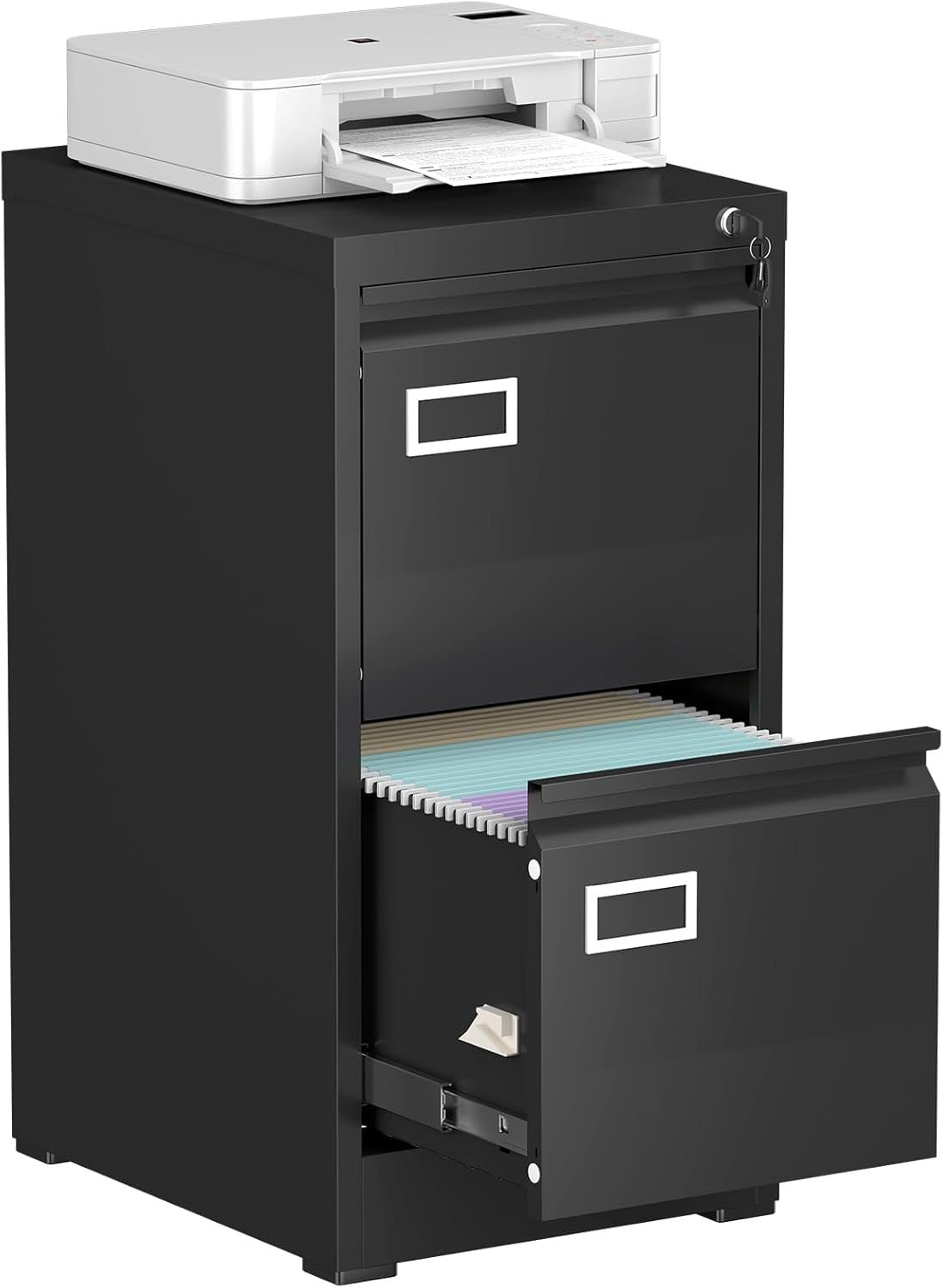 2 Drawer File Cabinet, Under Desk Cabinet with Locking Drawer, Small ...
