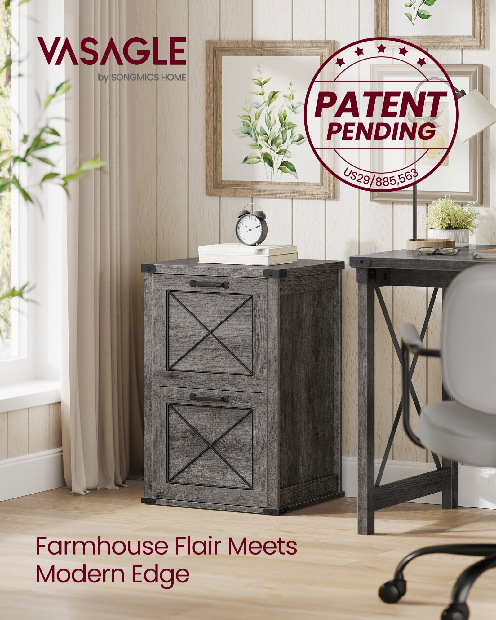 2-Drawer File Cabinet, Farmhouse Filing Cabinet with Hanging Rails ...