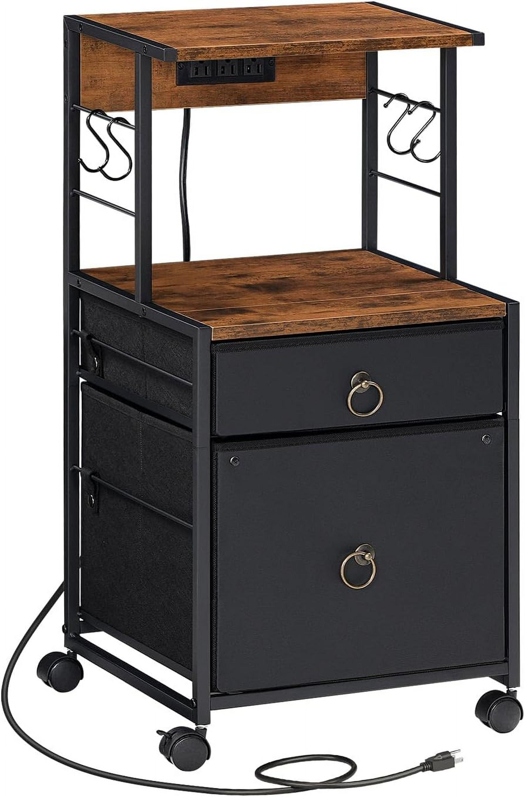 2-Drawer File Cabinet, Filing Cabinet with Charging Station, Office ...