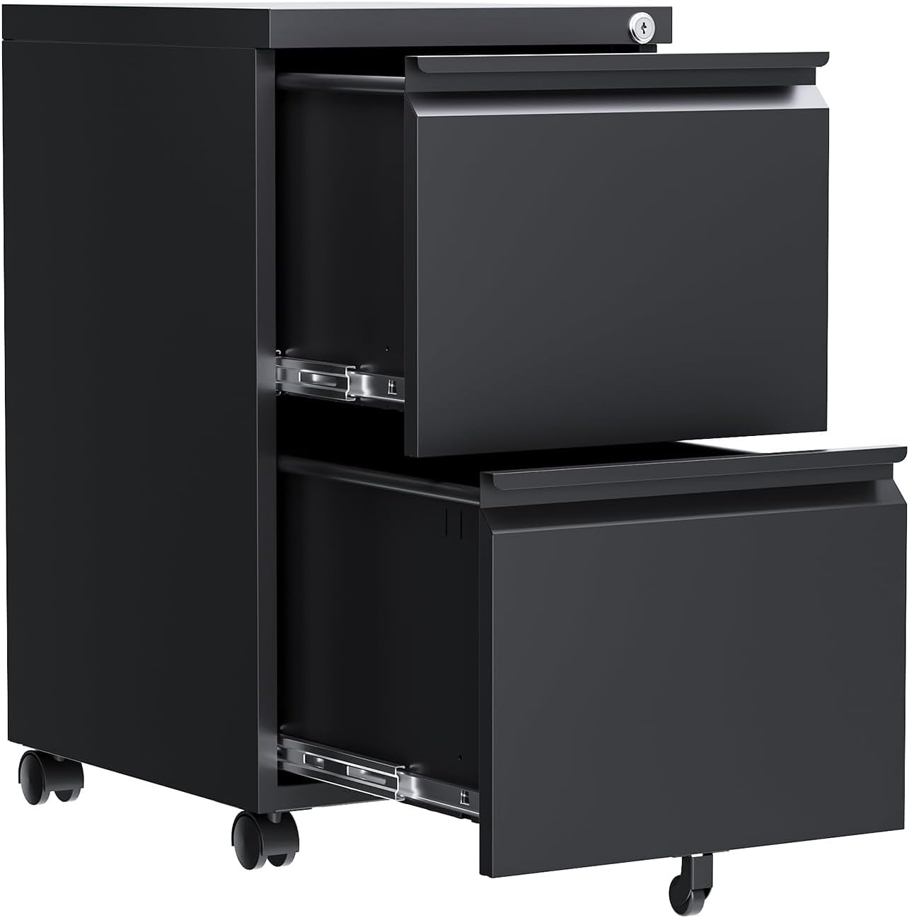 2 Drawer File Cabinet, Fully Assembled Mobile File Cabinets with Lock ...