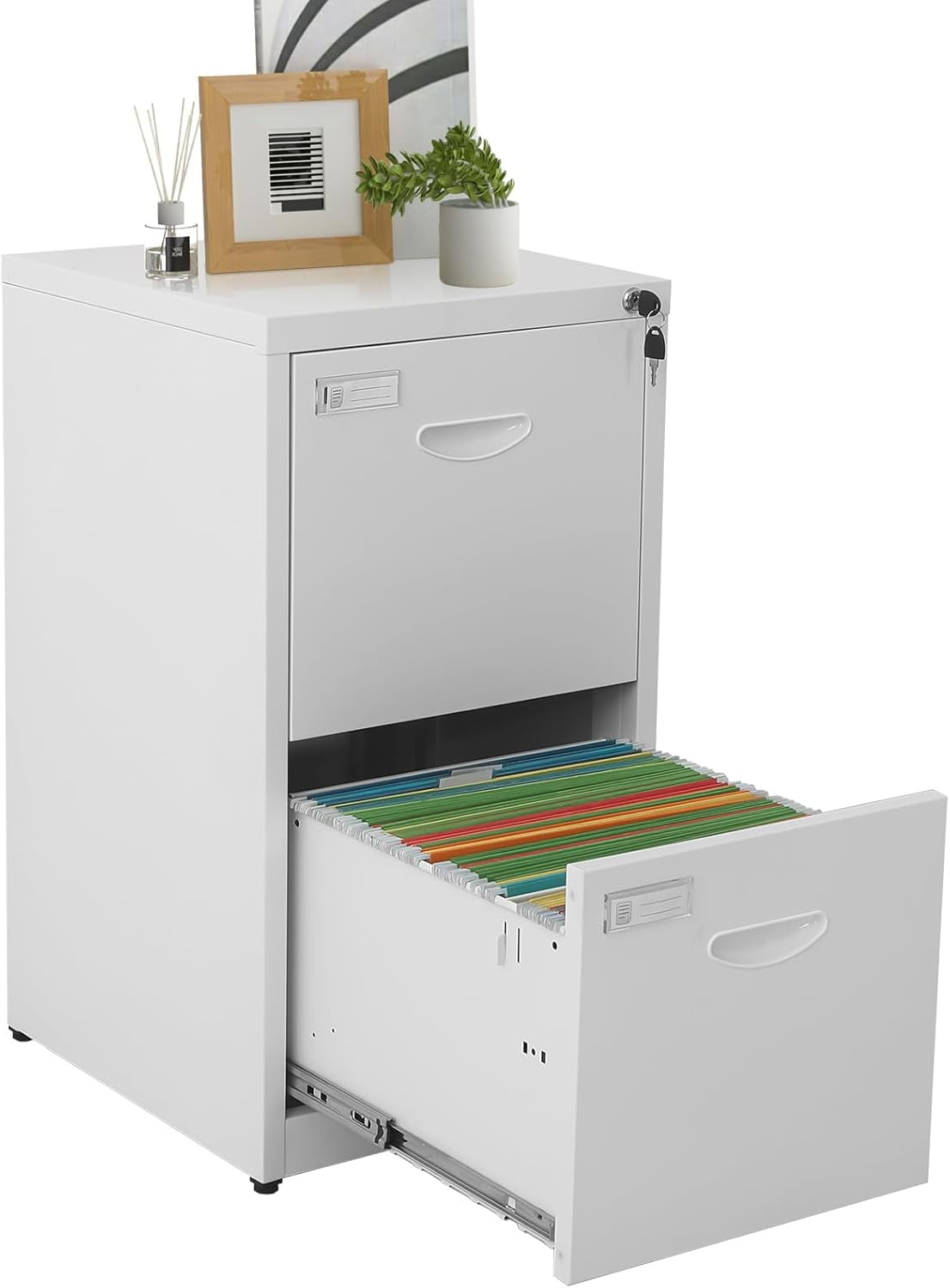 2 Drawer File Cabinet with Lock, 18" Deep, Metal Vertical File Storage ...