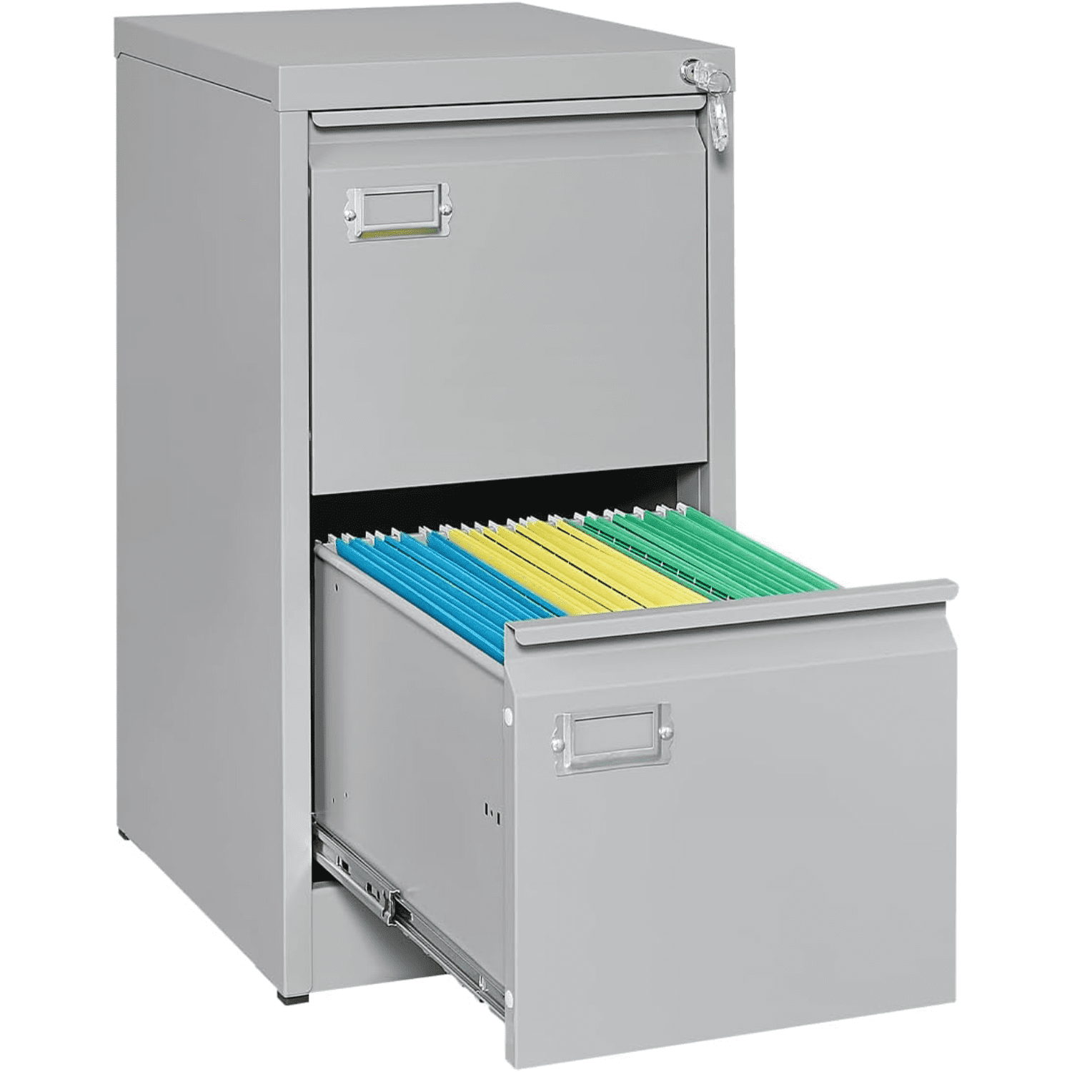 2 Drawer File Cabinet with Lock Black Metal Vertical File Cabinets for ...
