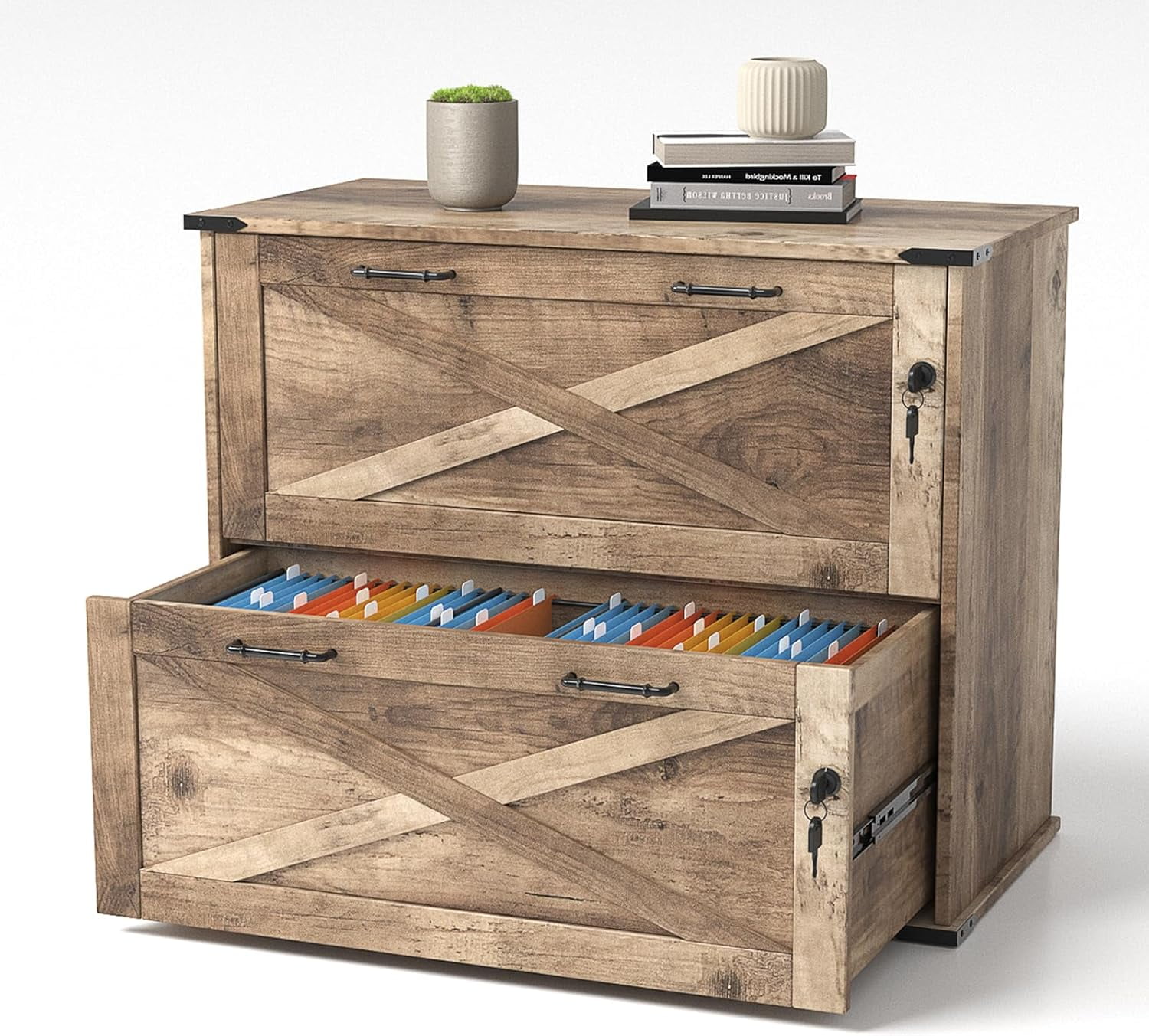 2 Drawer File Cabinet with Lock, Home Office Filing Organizer, for ...
