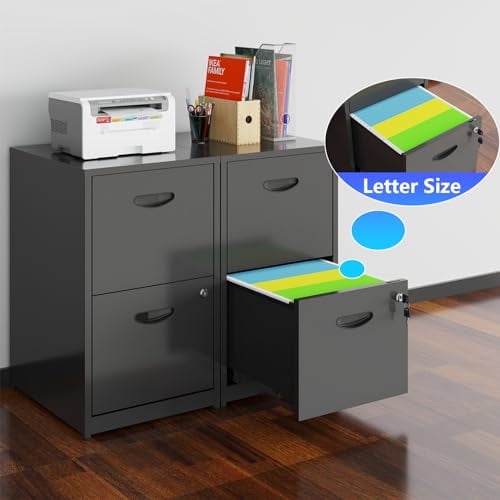 2 Drawer File Cabinet with Lock, Metal File Cabinets for Home Office ...