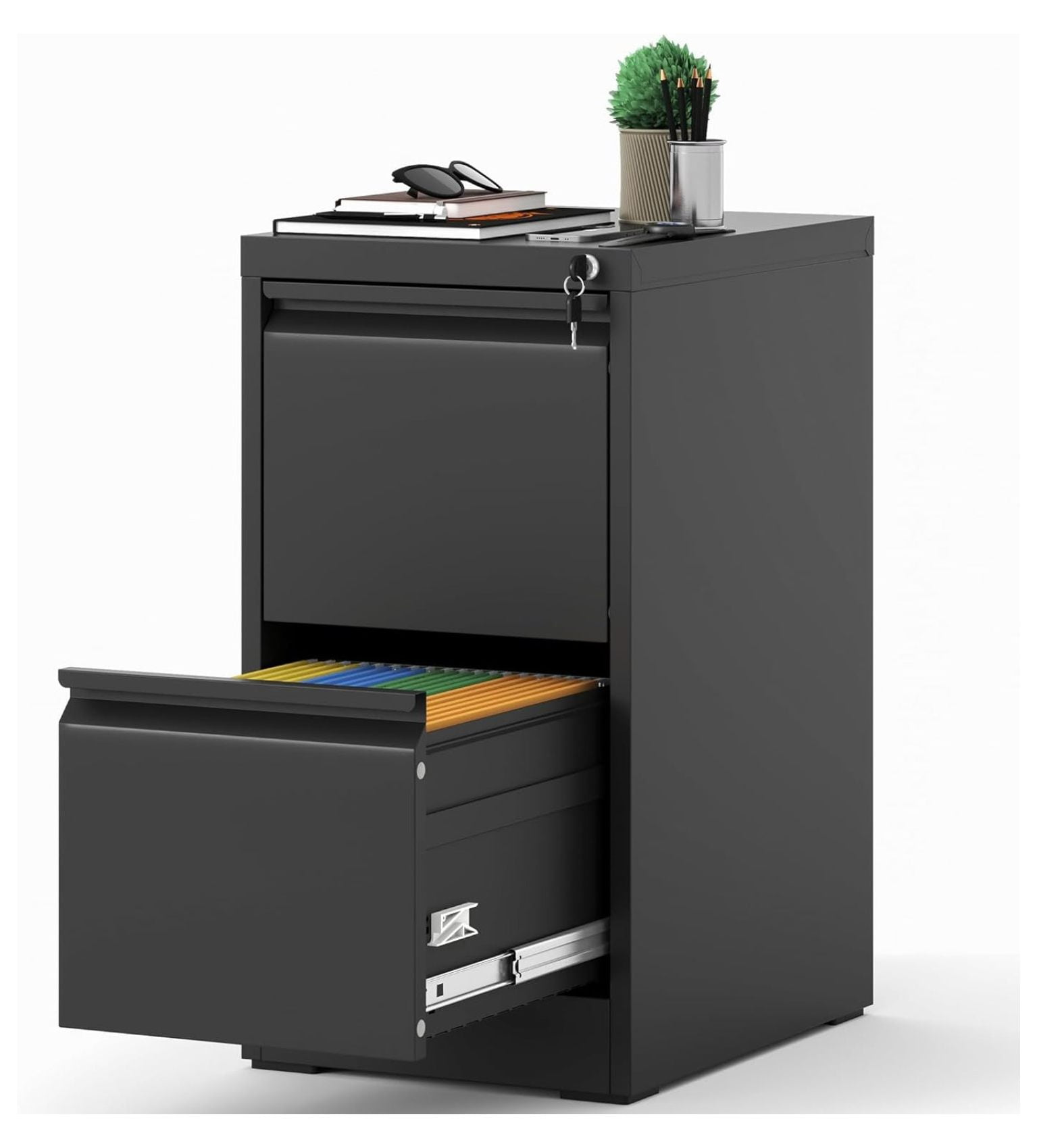 2 Drawer File Cabinet with Lock, Metal Filing Cabinets for Home Office ...