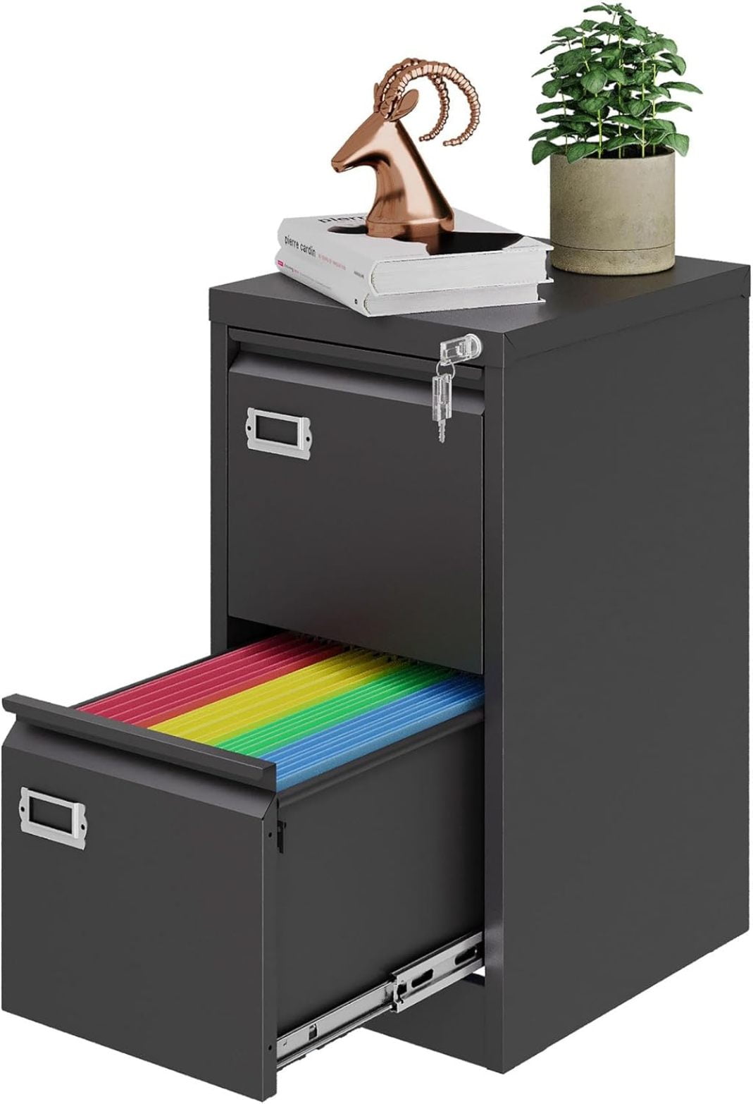 2 Drawer File Cabinet with Lock, Metal Filing Cabinets, Vertical Small ...