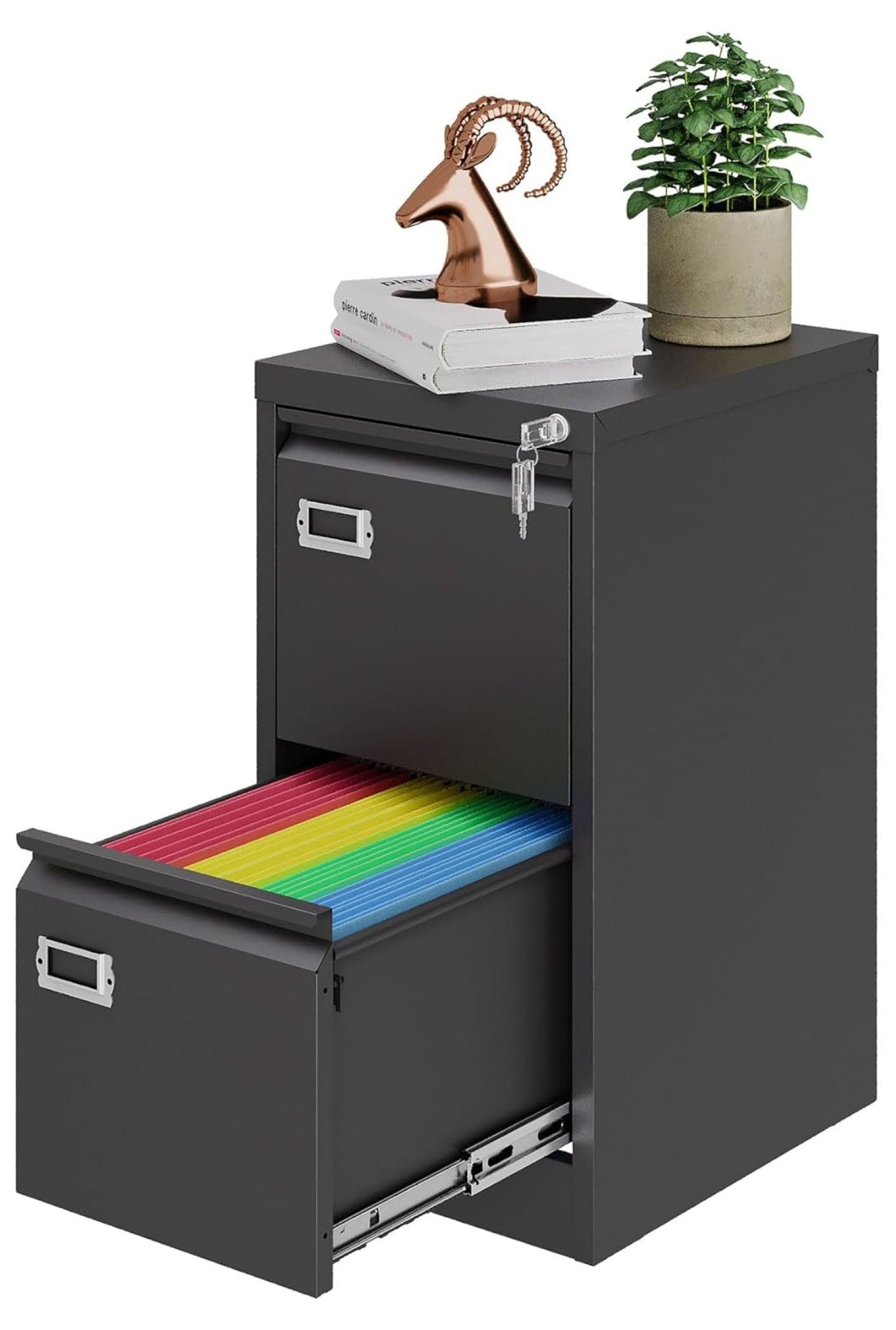 2 Drawer File Cabinet with Lock, Metal Filing Cabinets, Vertical Small ...